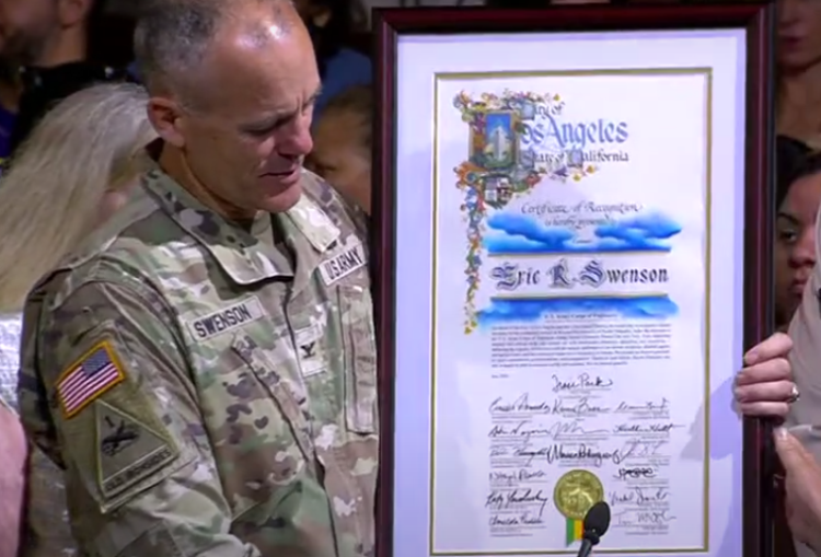 Col. Eric Swenson Honored by LA for Historic Debris Removal Effort - Yo ...